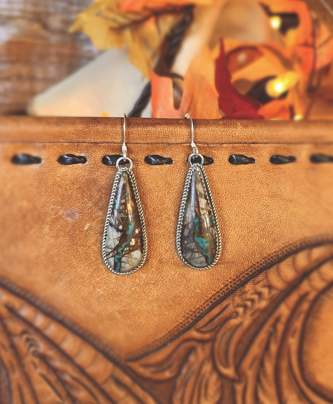 Boulder Turquoise Earrings - Native American Turquoise Jewelry - Dakota ...