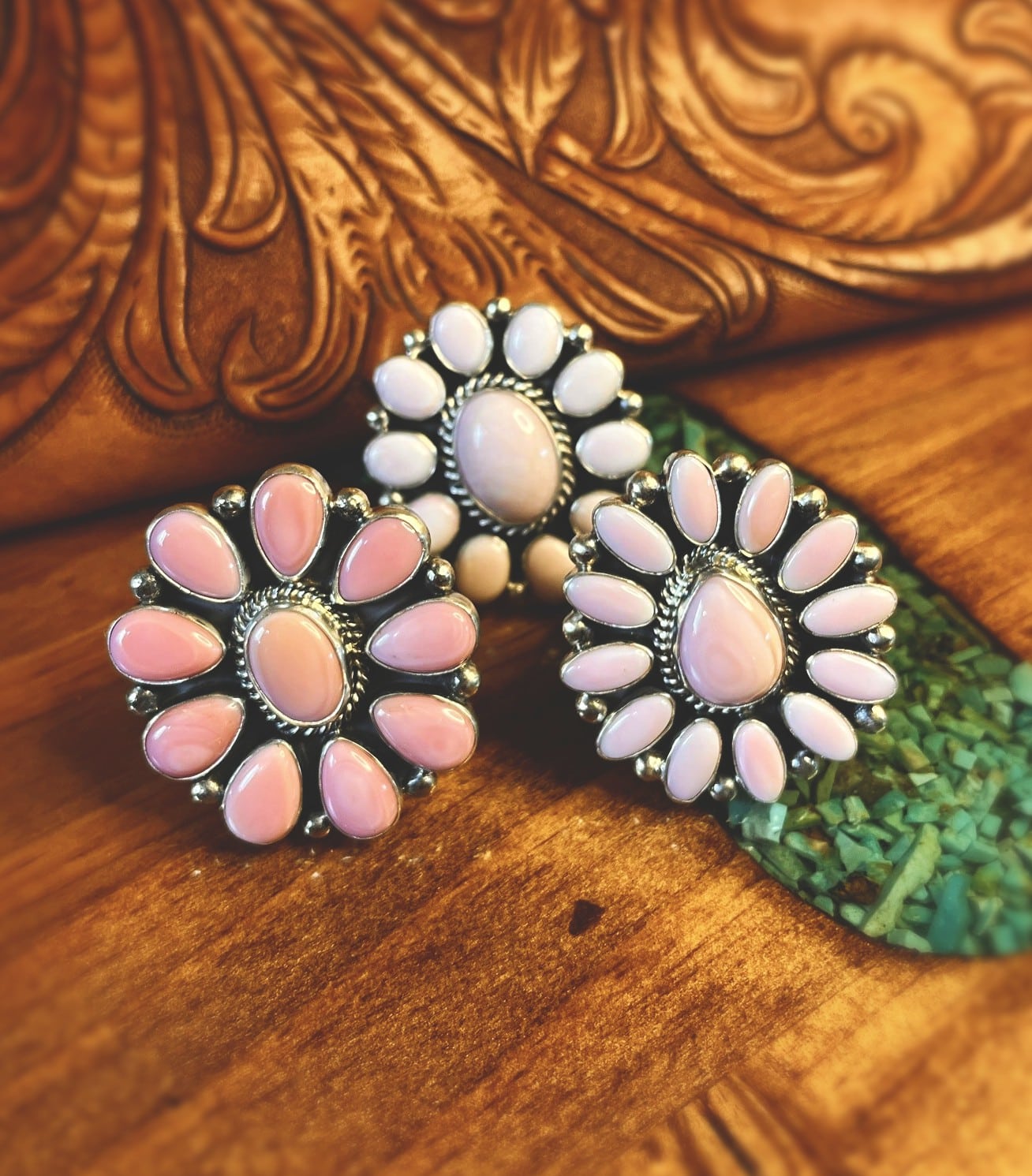 Adjustable Pink Conch Rings - Native American Turquoise Jewelry ...