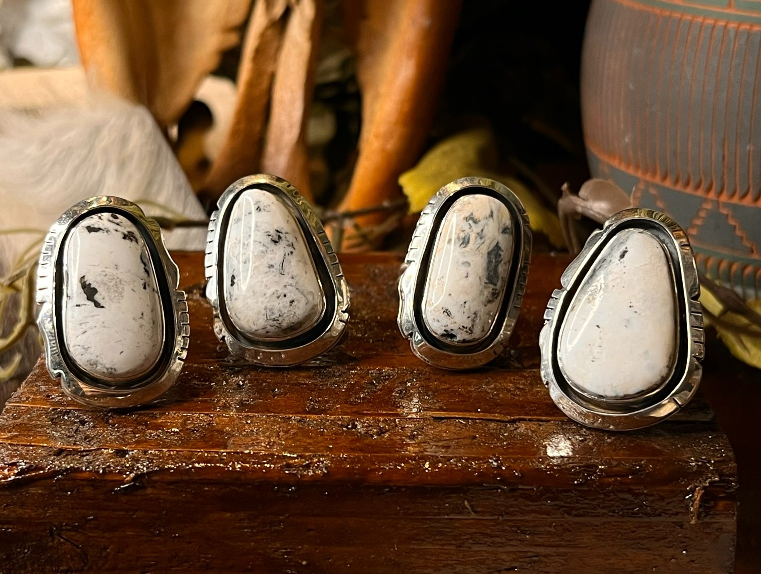 White Buffalo Ring - Native American Turquoise Jewelry - Dakota Sky Stone