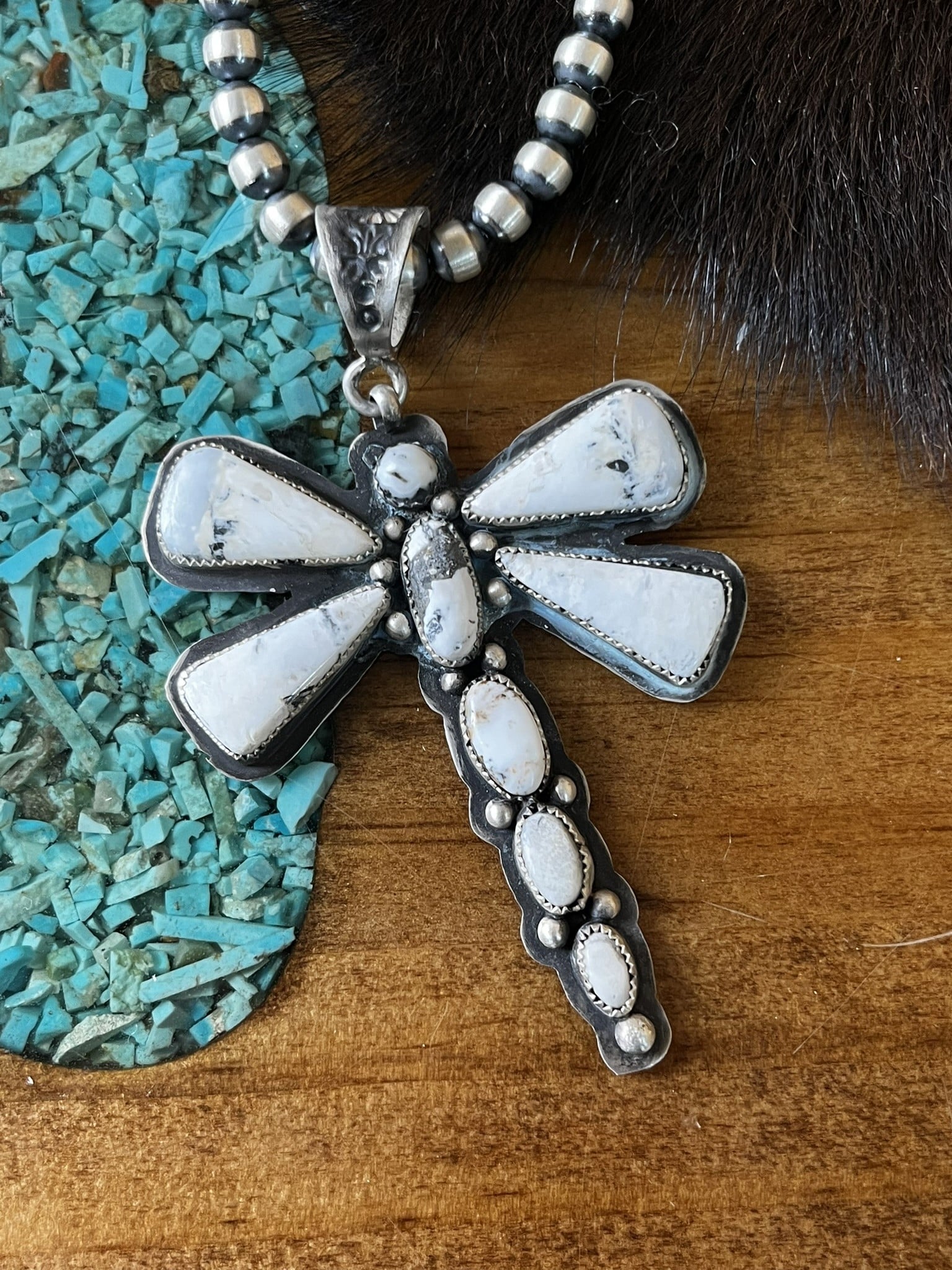 White Buffalo Necklace - Native American Turquoise Jewelry - Dakota Sky ...