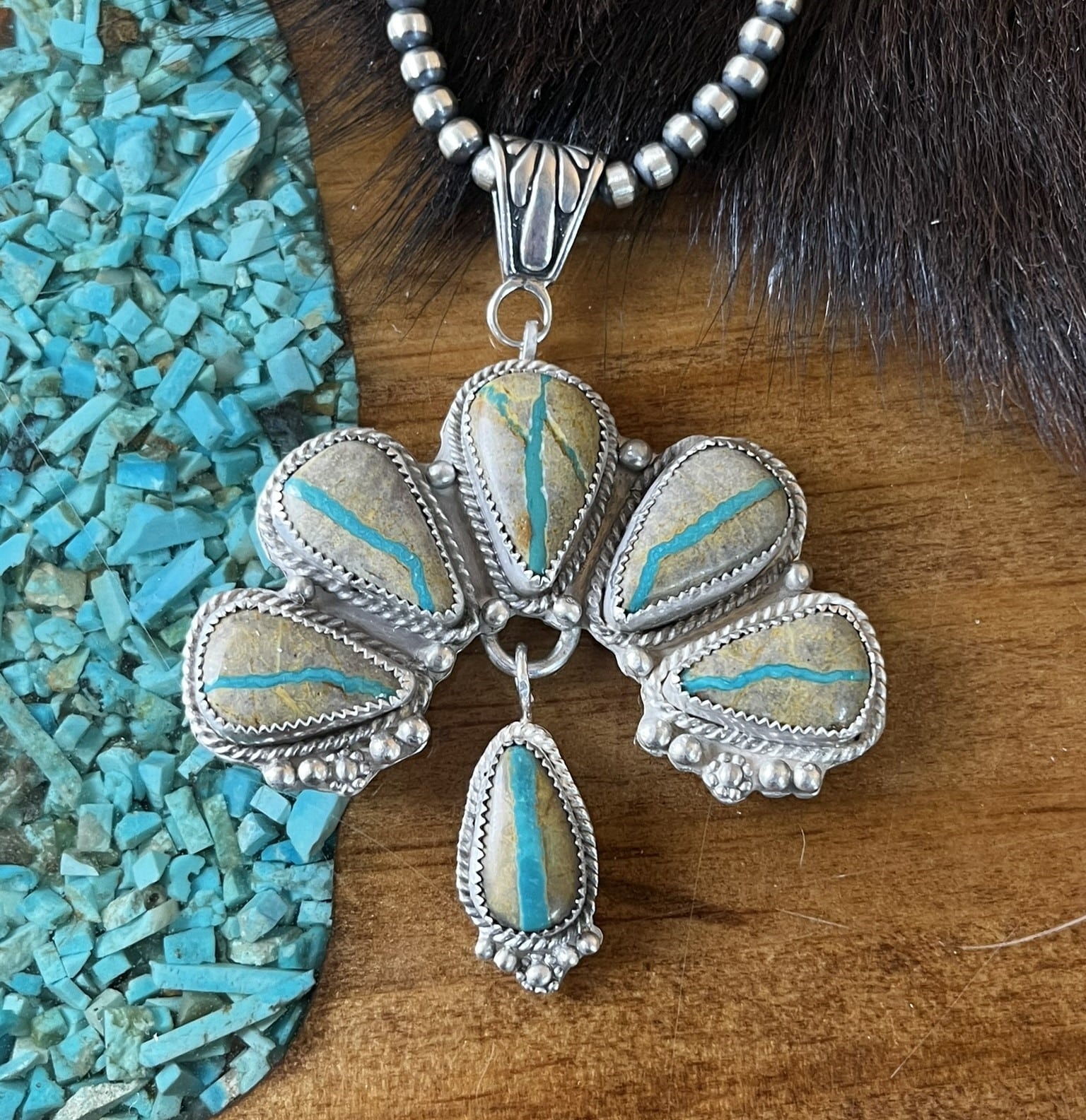 Boulder Turquoise Pendant - Native American Turquoise Jewelry - Dakota ...