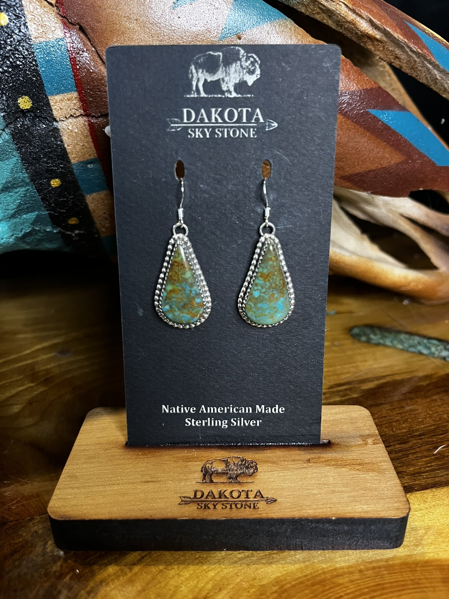 Tyrone Turquoise Earrings - Native American Turquoise Jewelry - Dakota ...