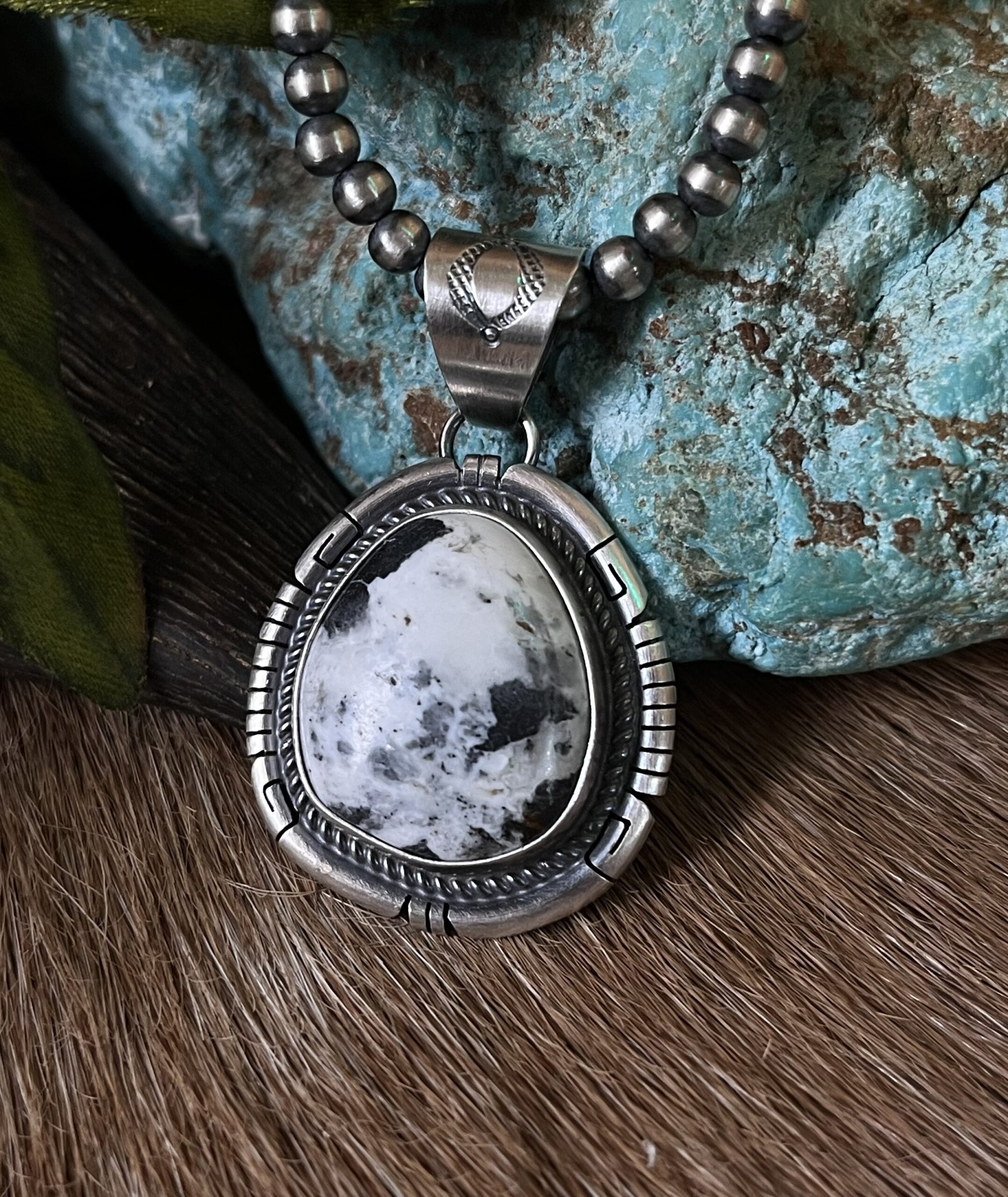White Buffalo Necklace - Native American Turquoise Jewelry - Dakota Sky ...