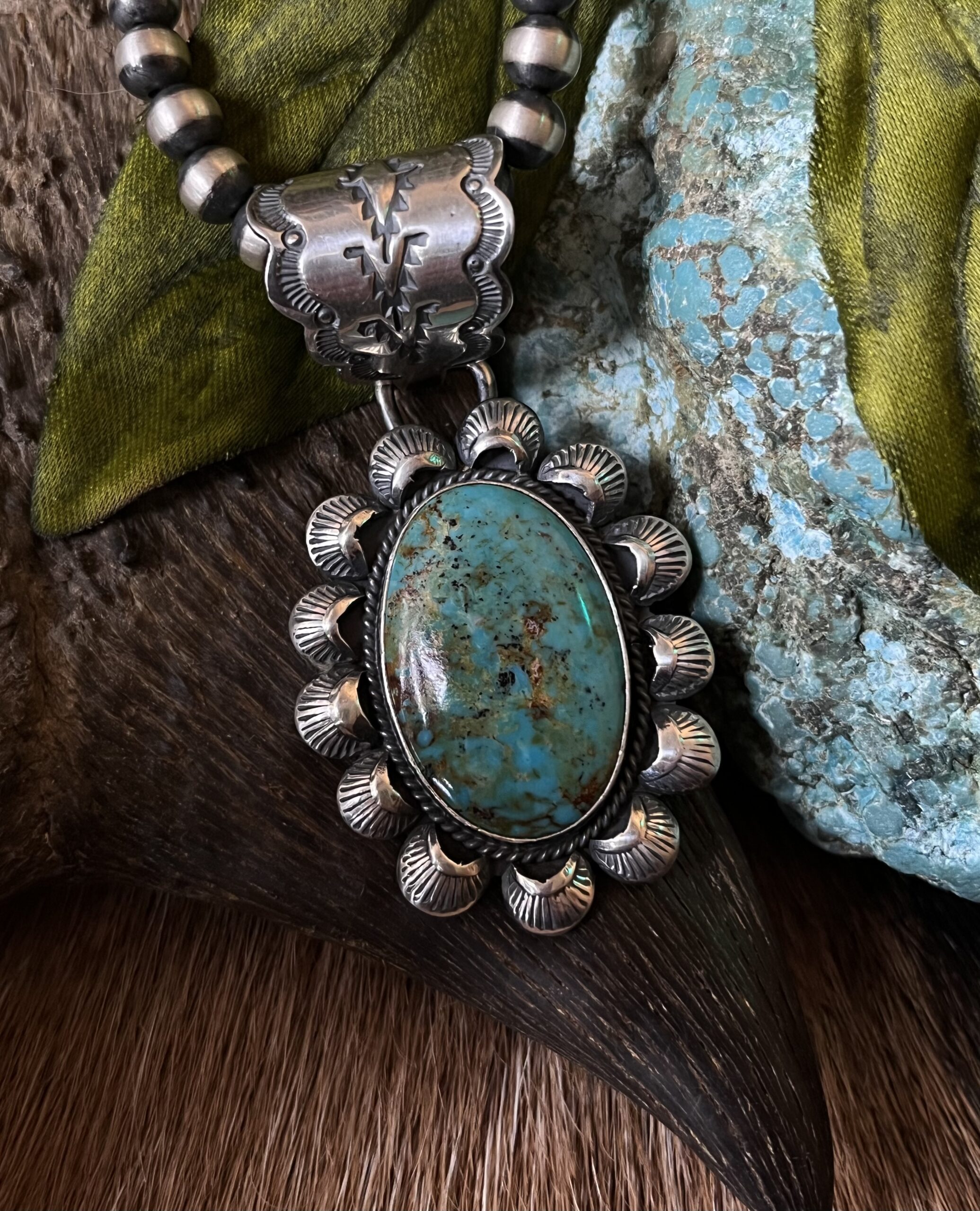 Tyrone Turquoise Pendant - Native American Turquoise Jewelry - Dakota ...