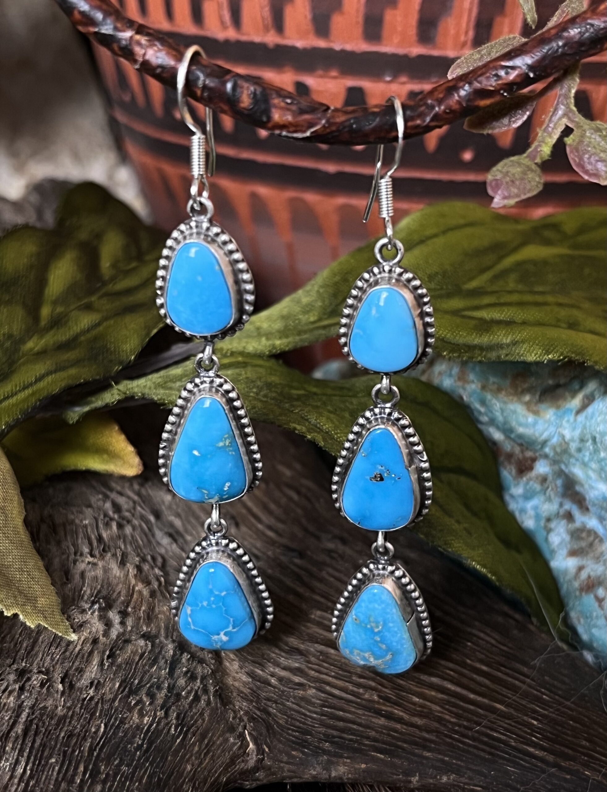 Kingman Turquoise Earrings - Native American Turquoise Jewelry - Dakota ...