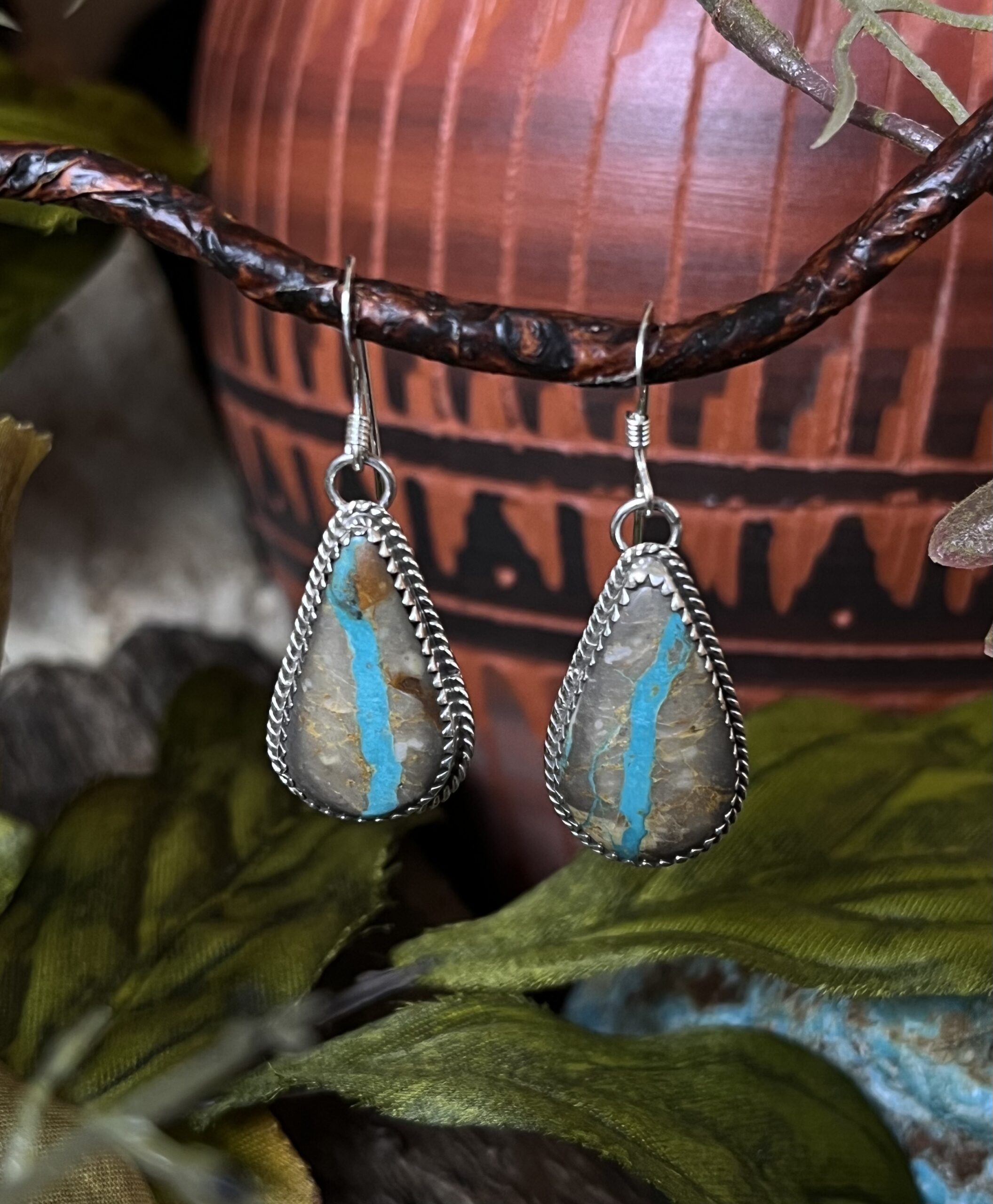Boulder Turquoise Earrings - Native American Turquoise Jewelry - Dakota ...