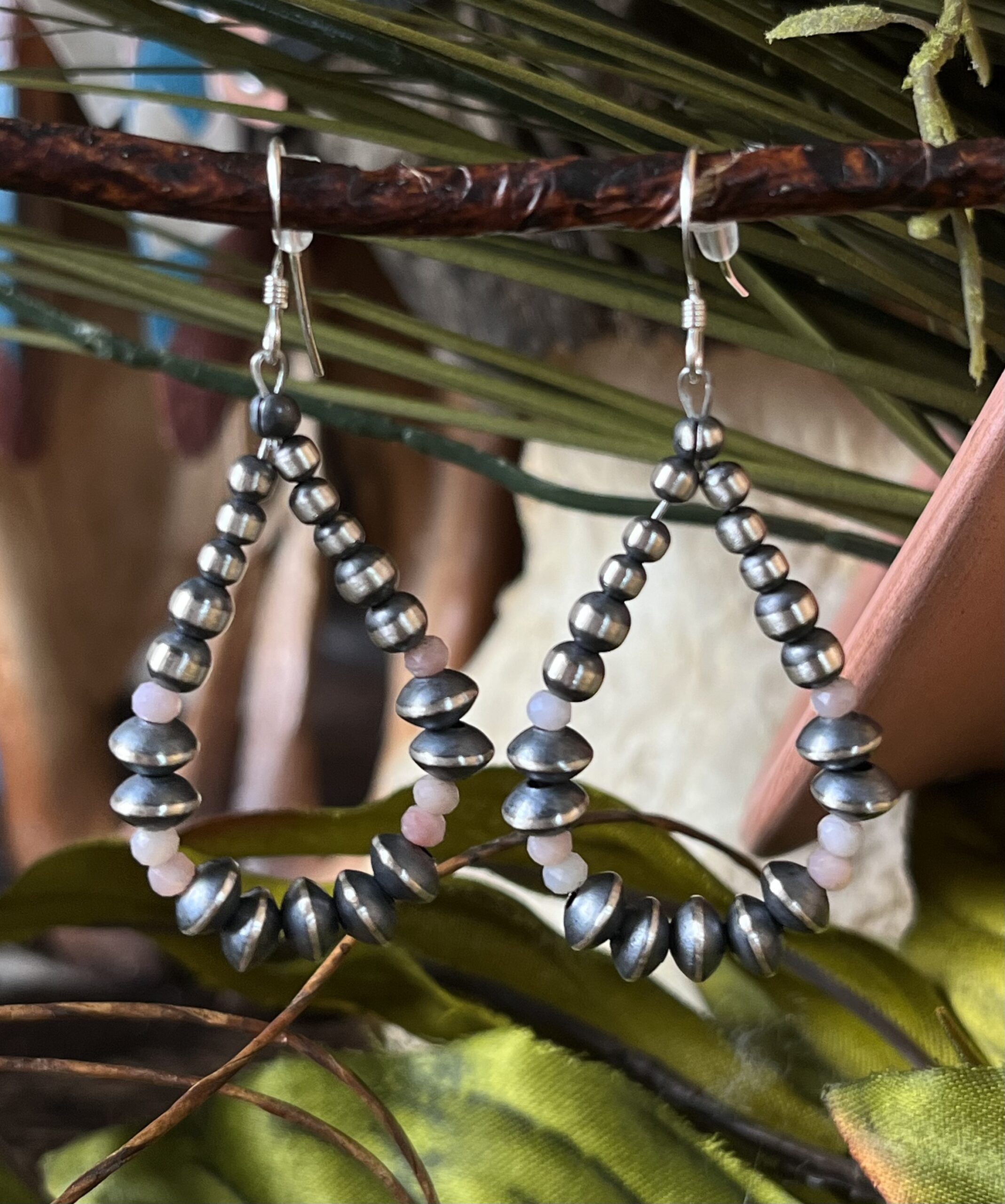 Navajo Pearl and Peruvian Opal Earrings - Native American Turquoise ...