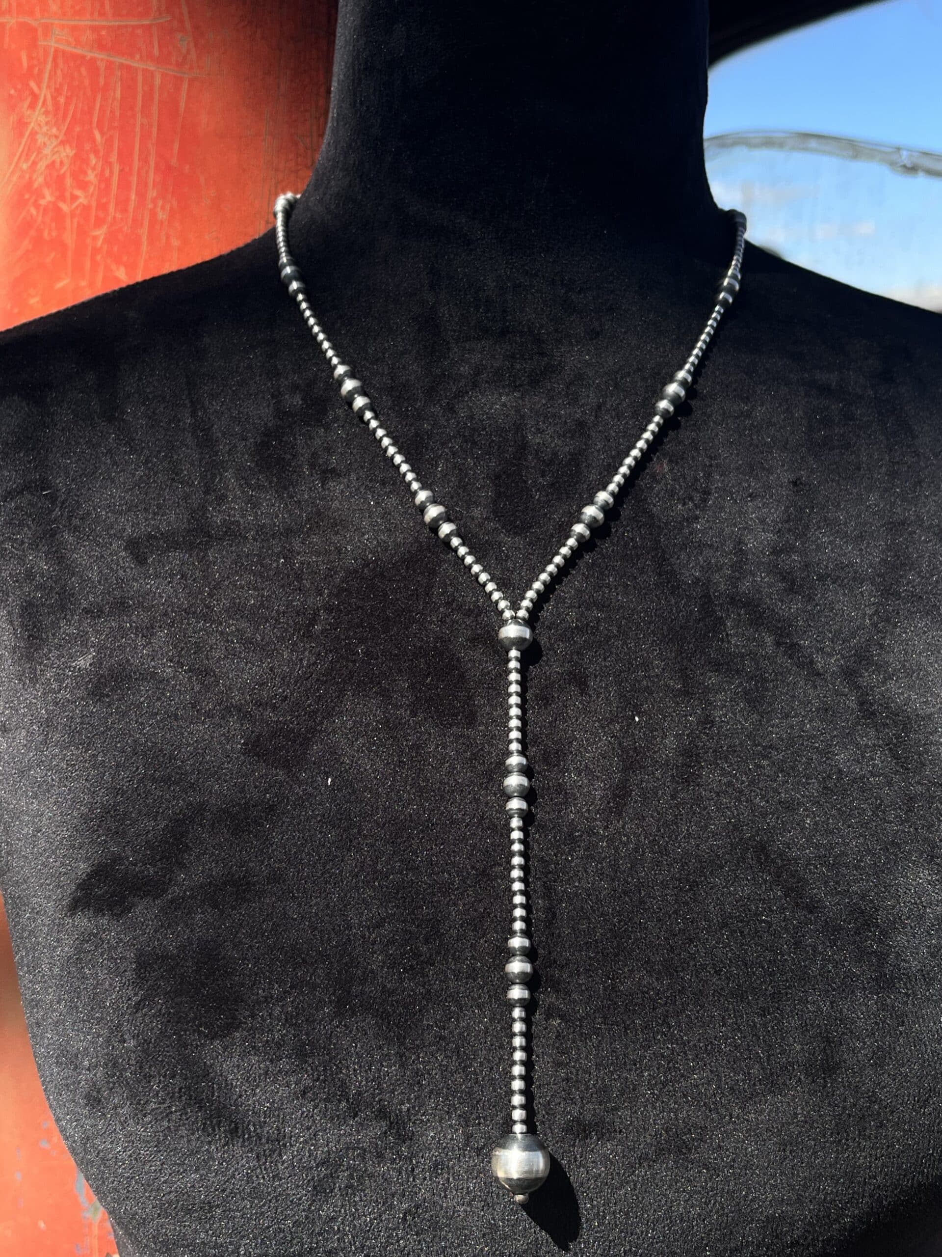 Navajo Pearl Lariat - Native American Turquoise Jewelry - Dakota Sky Stone