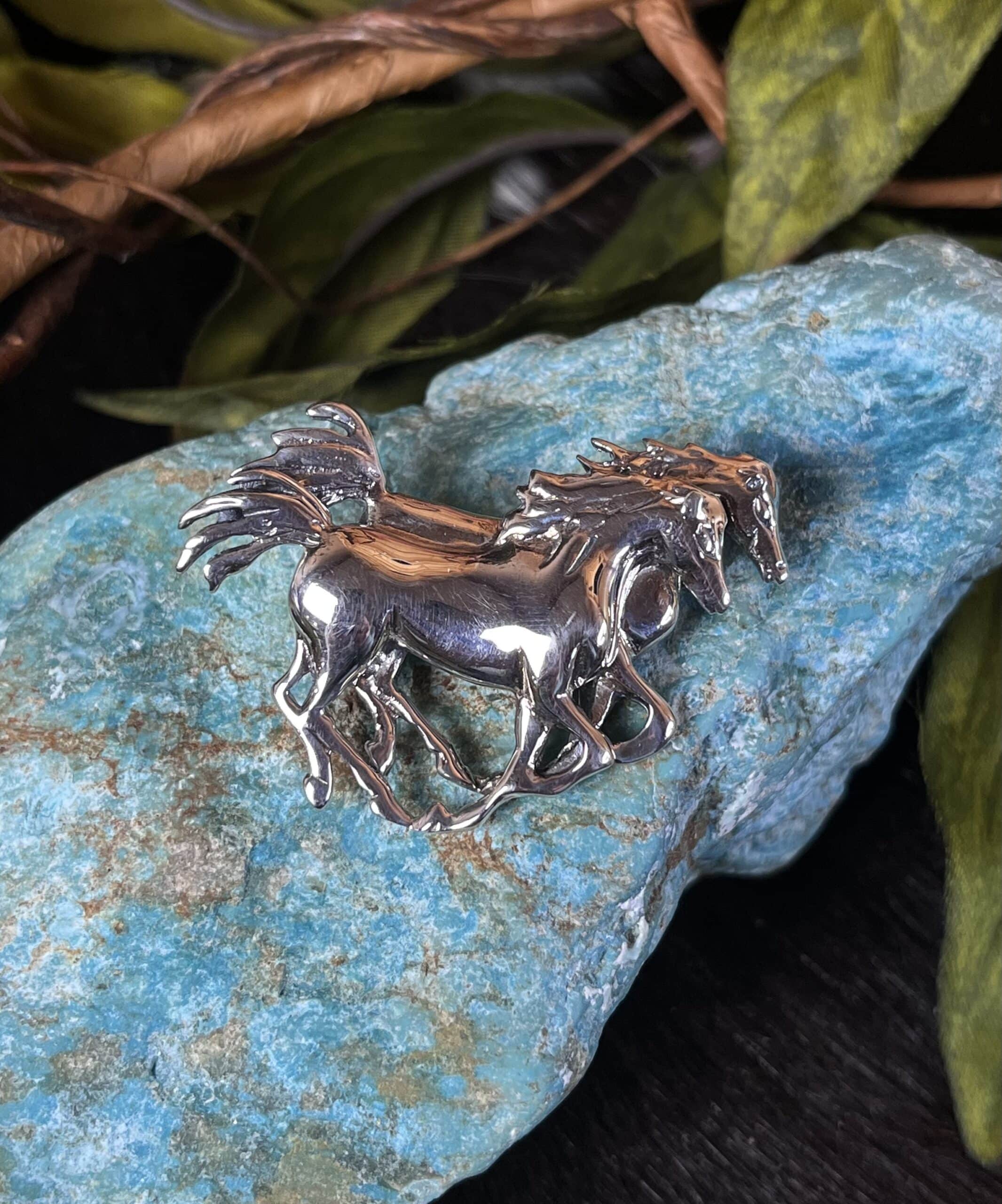 Sterling Silver Pin - Native American Turquoise Jewelry - Dakota Sky Stone