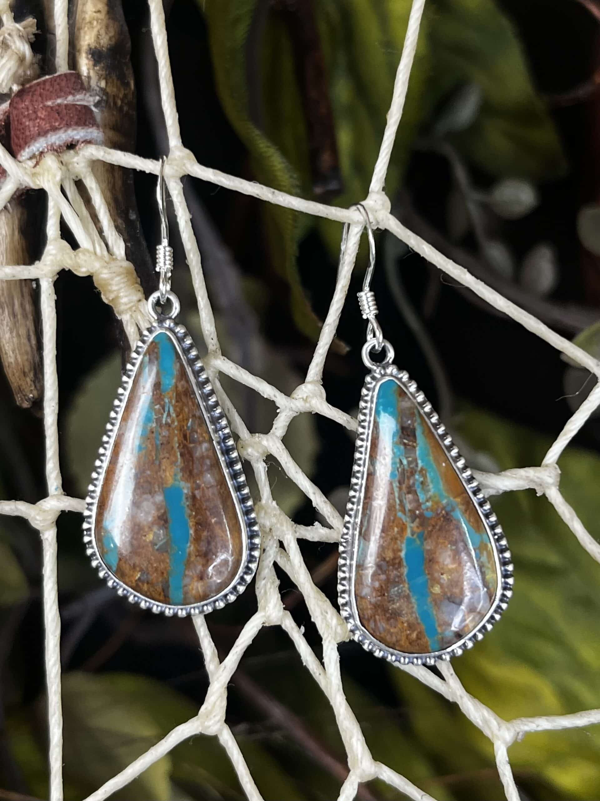 Boulder Turquoise Earrings - Native American Turquoise Jewelry - Dakota ...
