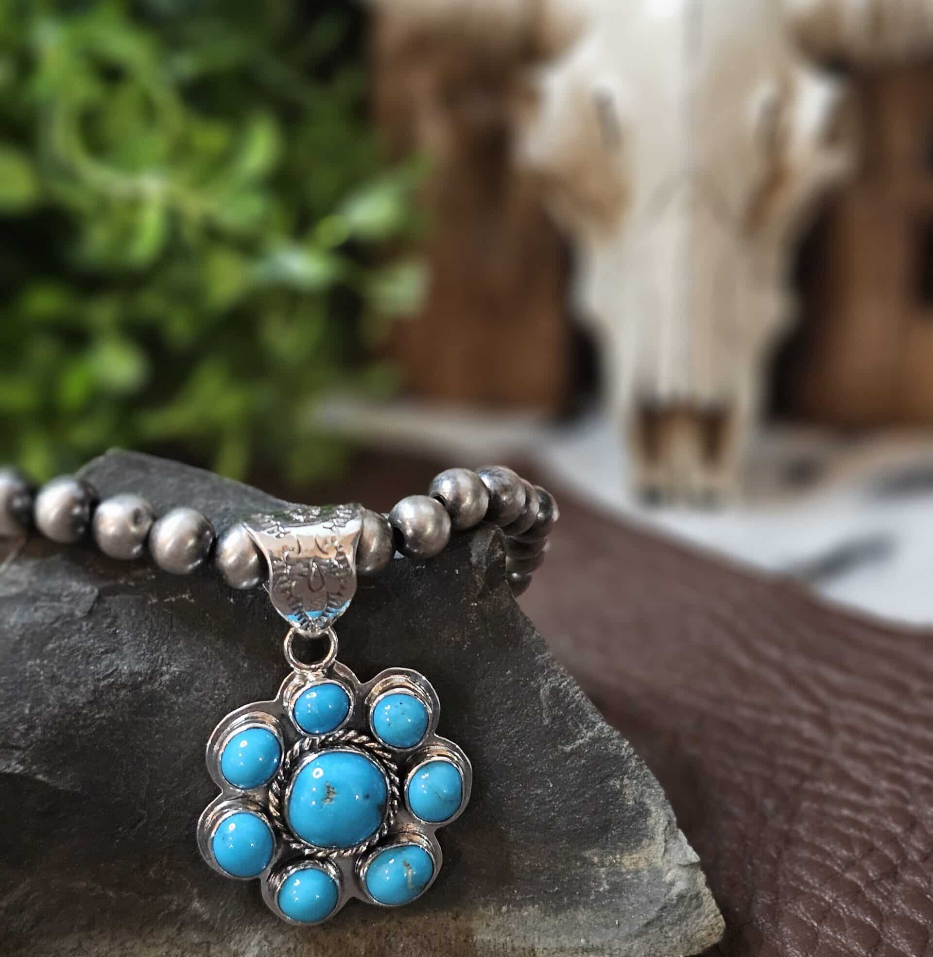 Kingman Turquoise Necklace - Native American Turquoise Jewelry - Dakota ...