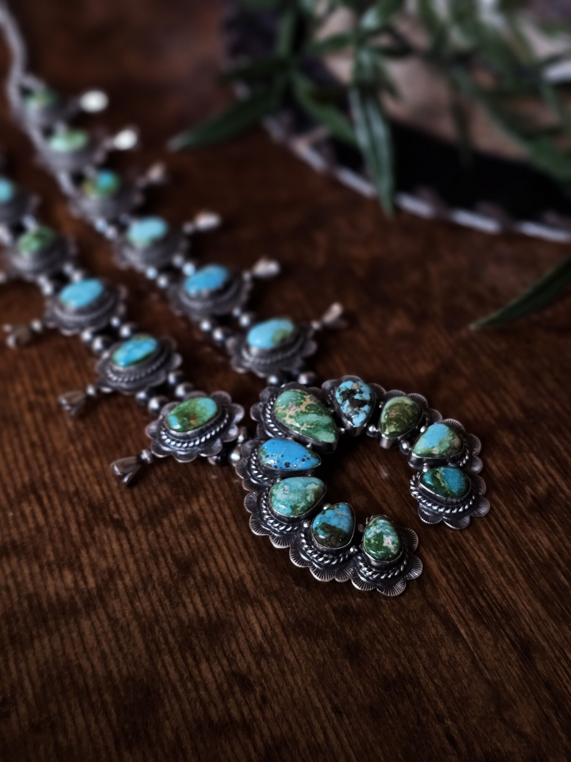 Sierra Nevada Turquoise and Sonoran Turquoise Squash Blossom Set ...